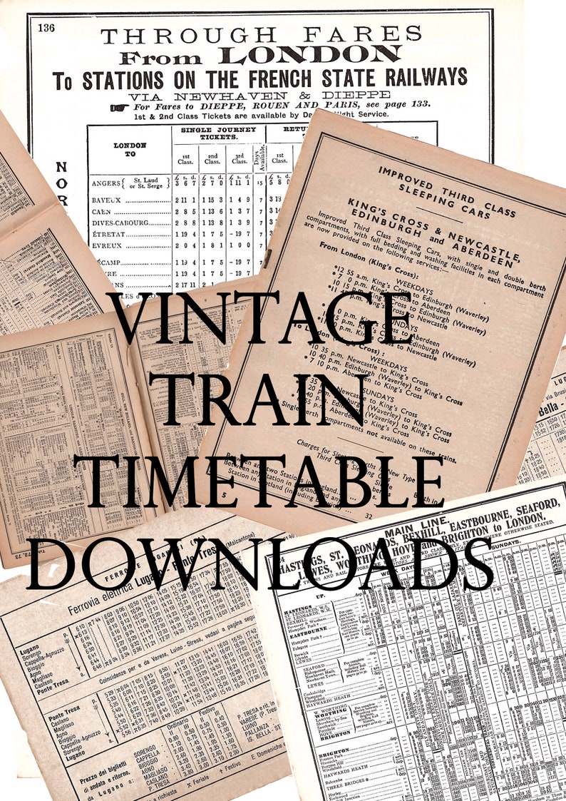 Digital Download Antique Train Timetables | Etsy