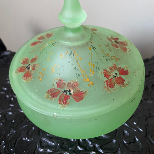 Satin Green Candy Dish Fenton With Lid - Etsy