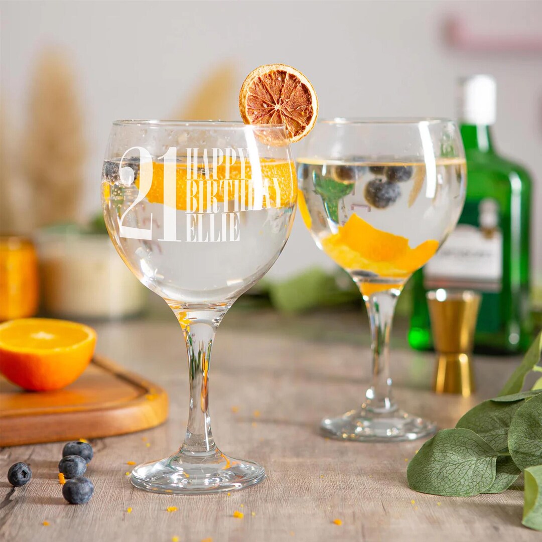 Personalised Birthday Age and Name Gin Glass | 21st | 18th | 30th |40th ...