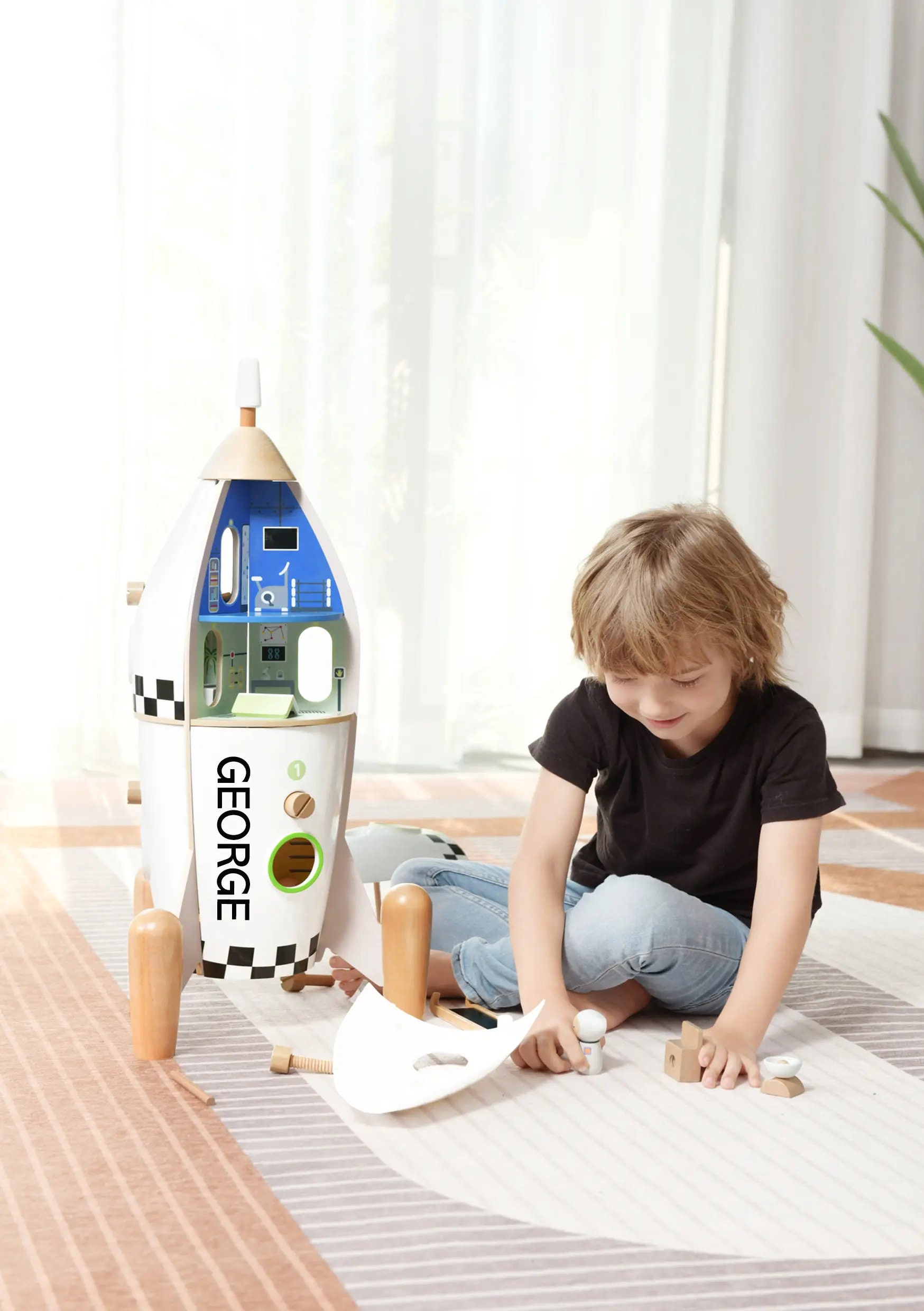 Personalised Wooden Large Rocket Ship House - Etsy UK