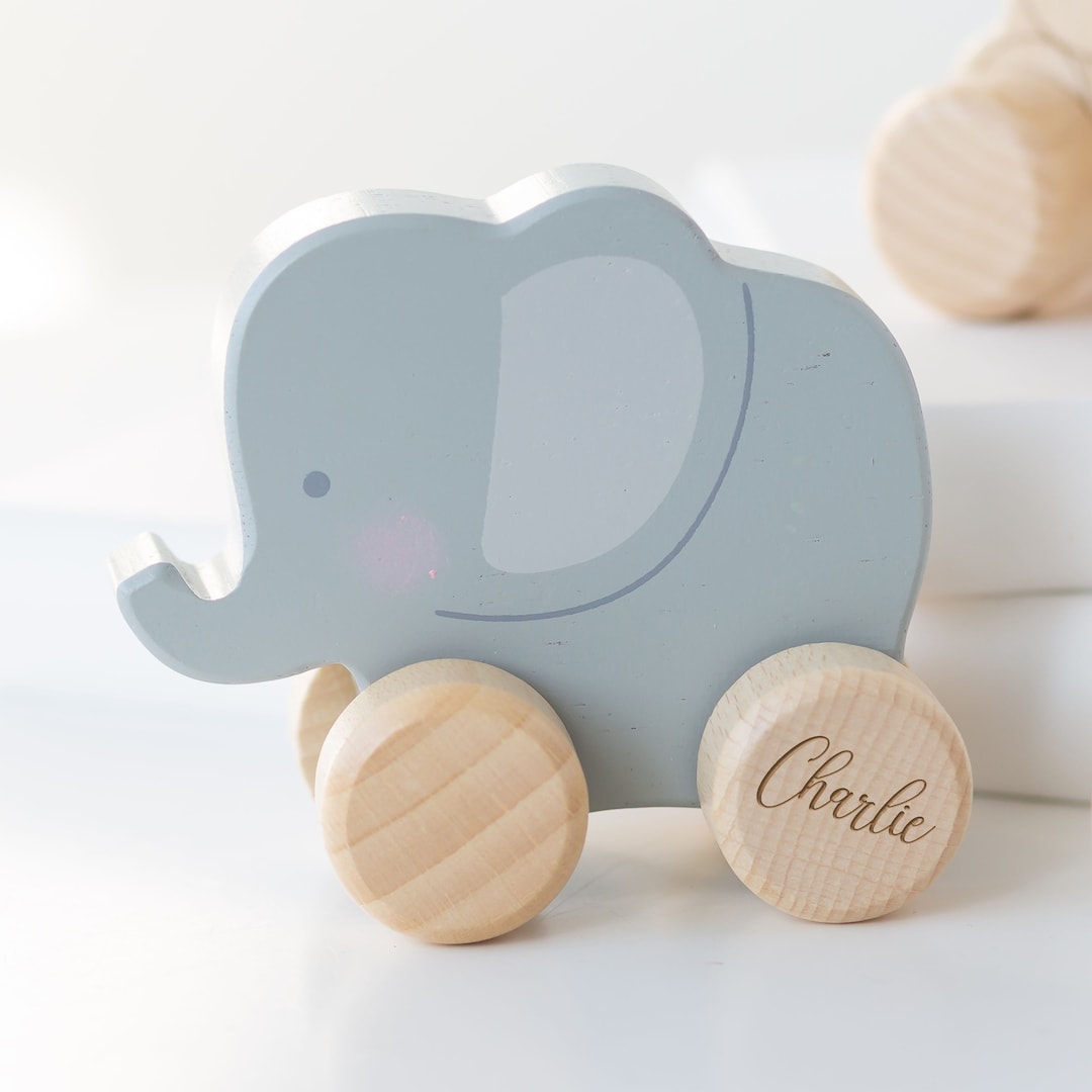 Personalised Wooden Elephant Push Toy - Etsy