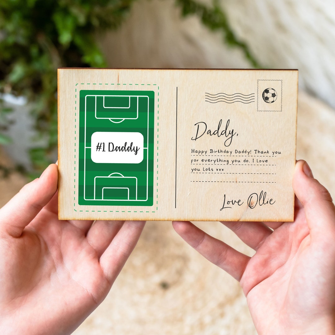 Personalised Best Daddy Football Wooden Postcard - Etsy