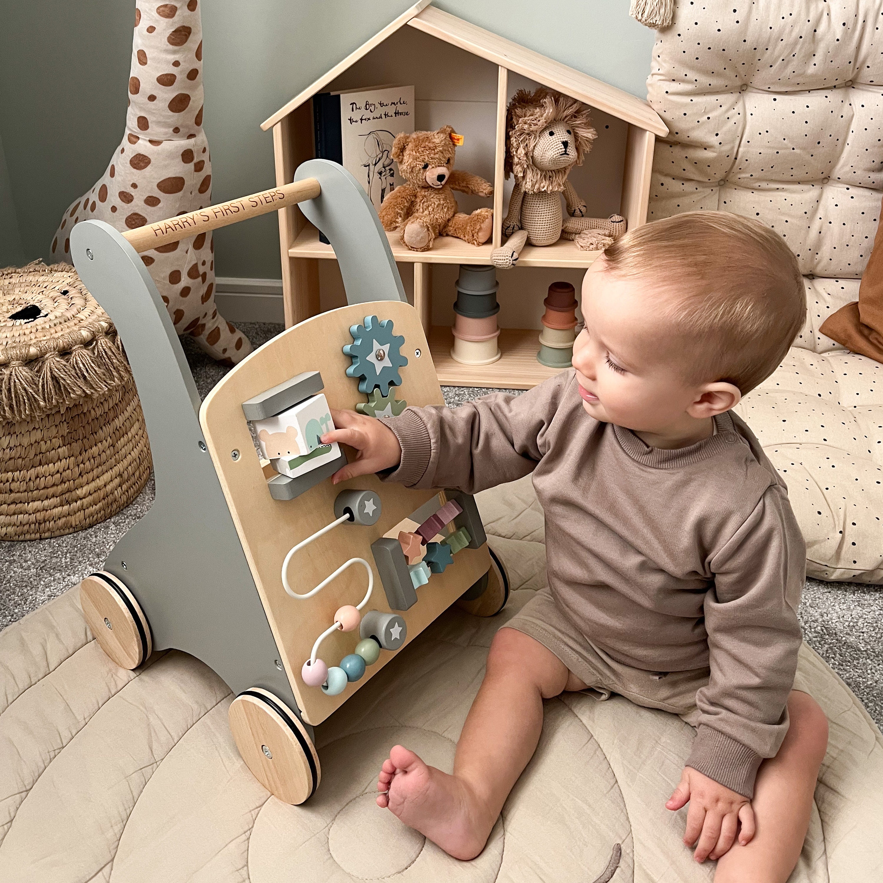 Personalised Wooden Grey Activity Walker - Etsy