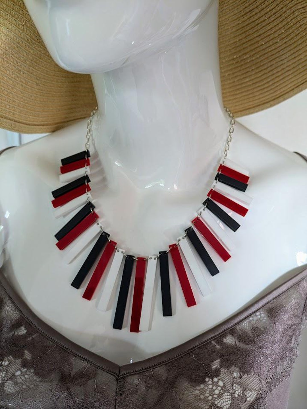 Modern Statement Red, White and Grey Laser Cut Perspex Geometric ...
