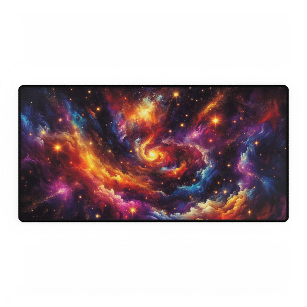 Galaxy Desk Mat, Cosmic Art Decor, Space Desk Mat, Starry Night Desk ...