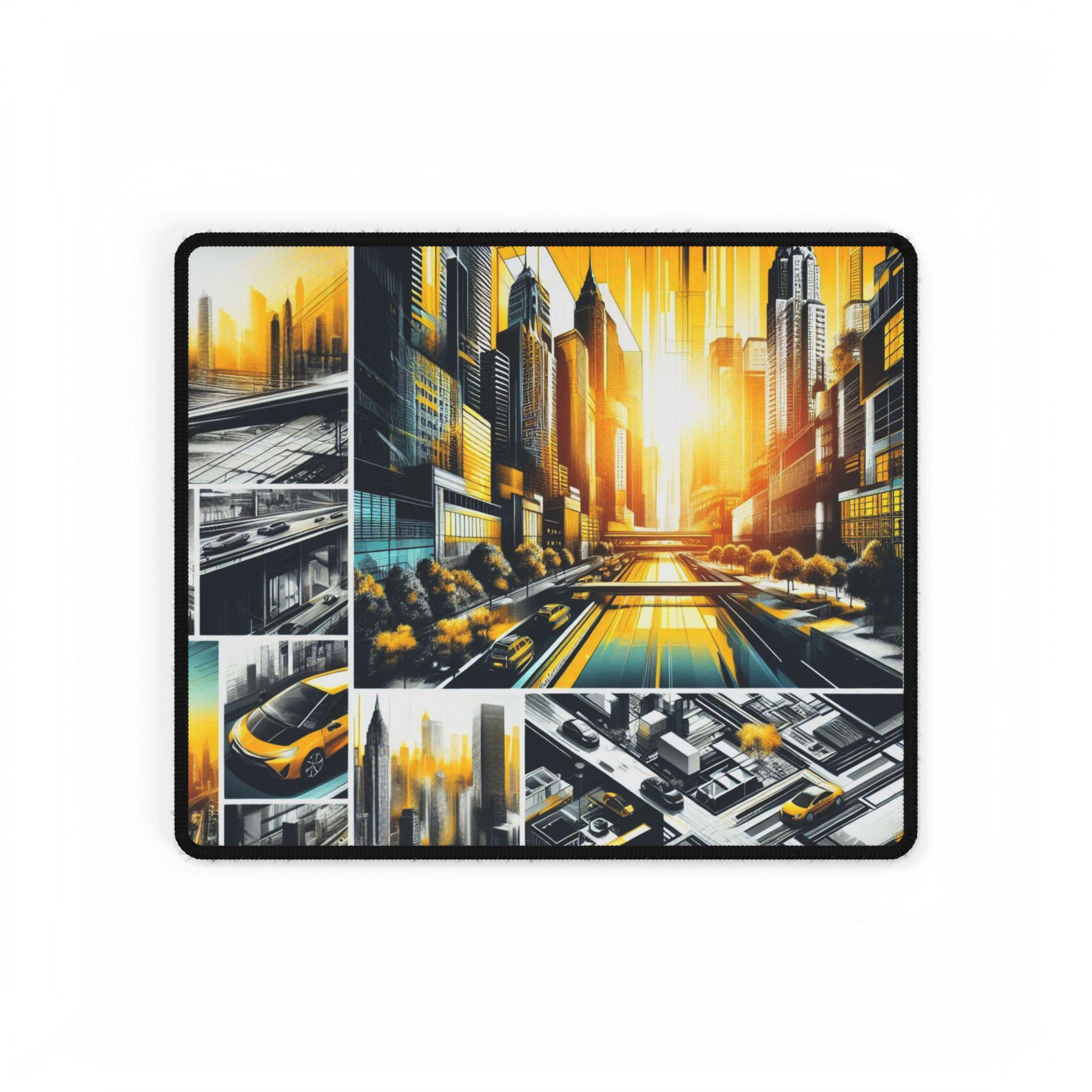 Cityscape Desk Mat, Modern City Desk Accessory, Urban Art Desk Pad ...