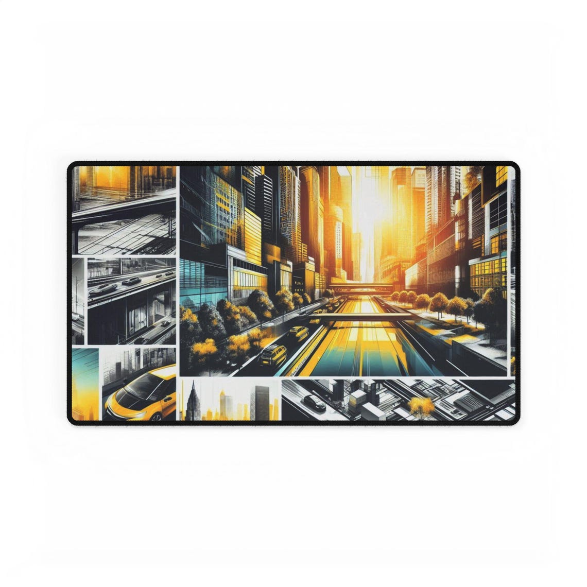 Cityscape Desk Mat, Modern City Desk Accessory, Urban Art Desk Pad ...