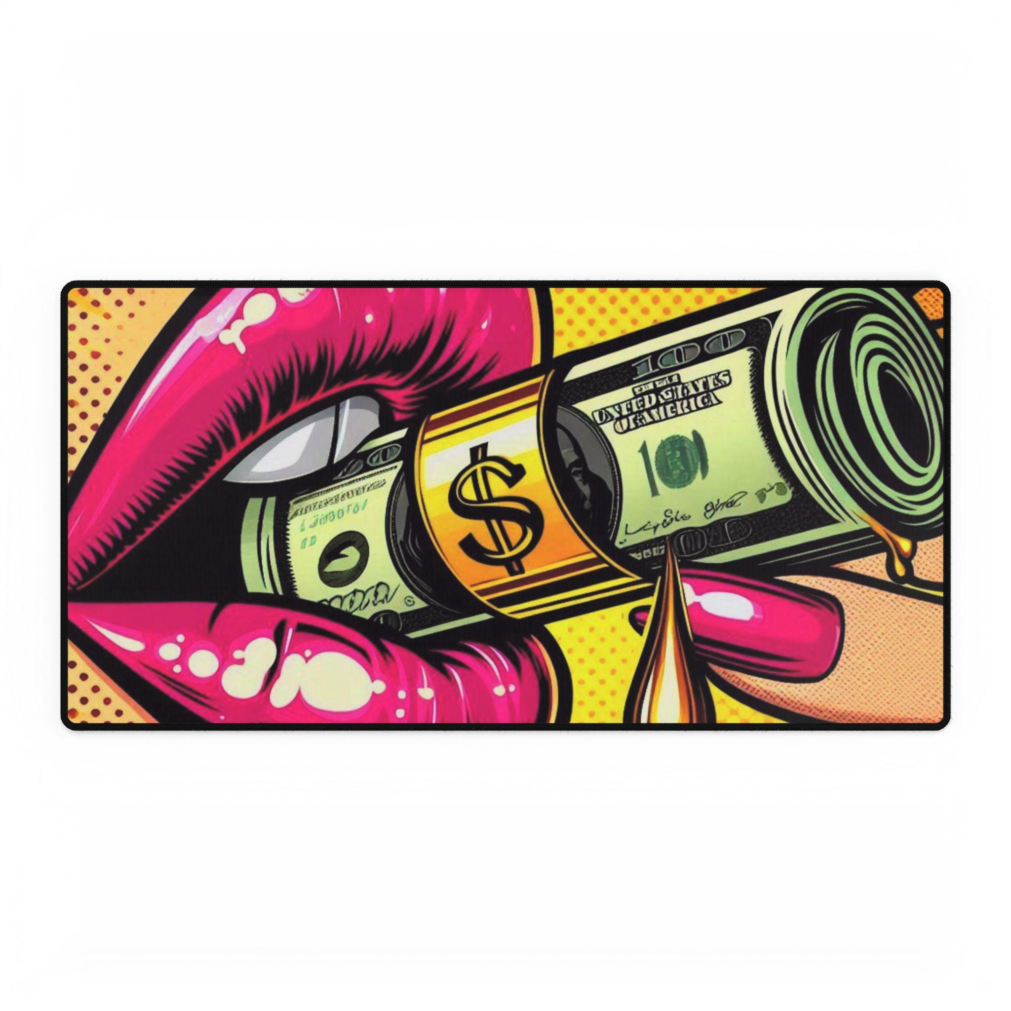 Pop Art Desk Mat, Dollar Bills Design, Money Desk Mat, Bold Graphic ...