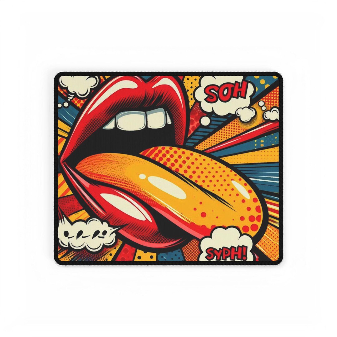 Mouth Pop Art Desk Mat, Lips Art Desk Mat, Bold Lipstick Design, Pop ...