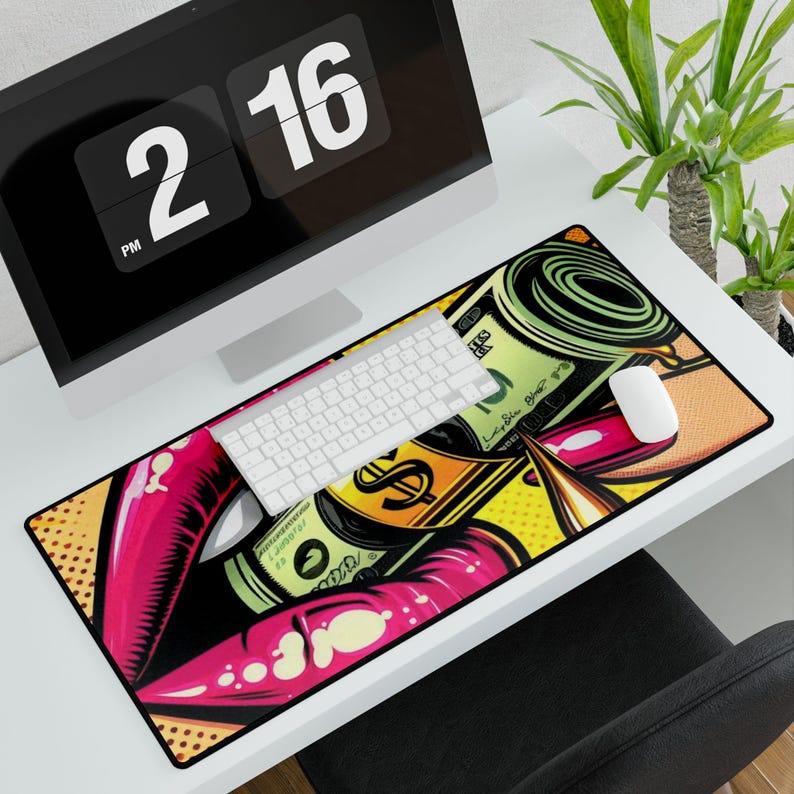 Pop Art Desk Mat, Dollar Bills Design, Money Desk Mat, Bold Graphic ...