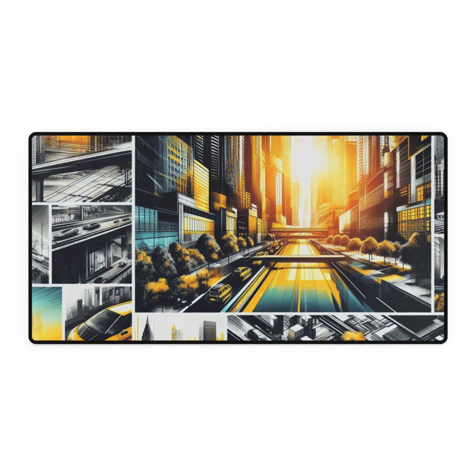 Cityscape Desk Mat, Modern City Desk Accessory, Urban Art Desk Pad ...
