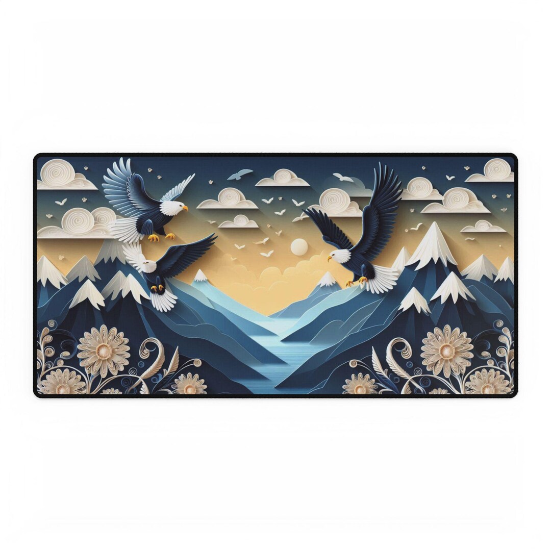 Eagles Desk Mat, Quilling Paper Art Design, Eagles Soaring Above ...