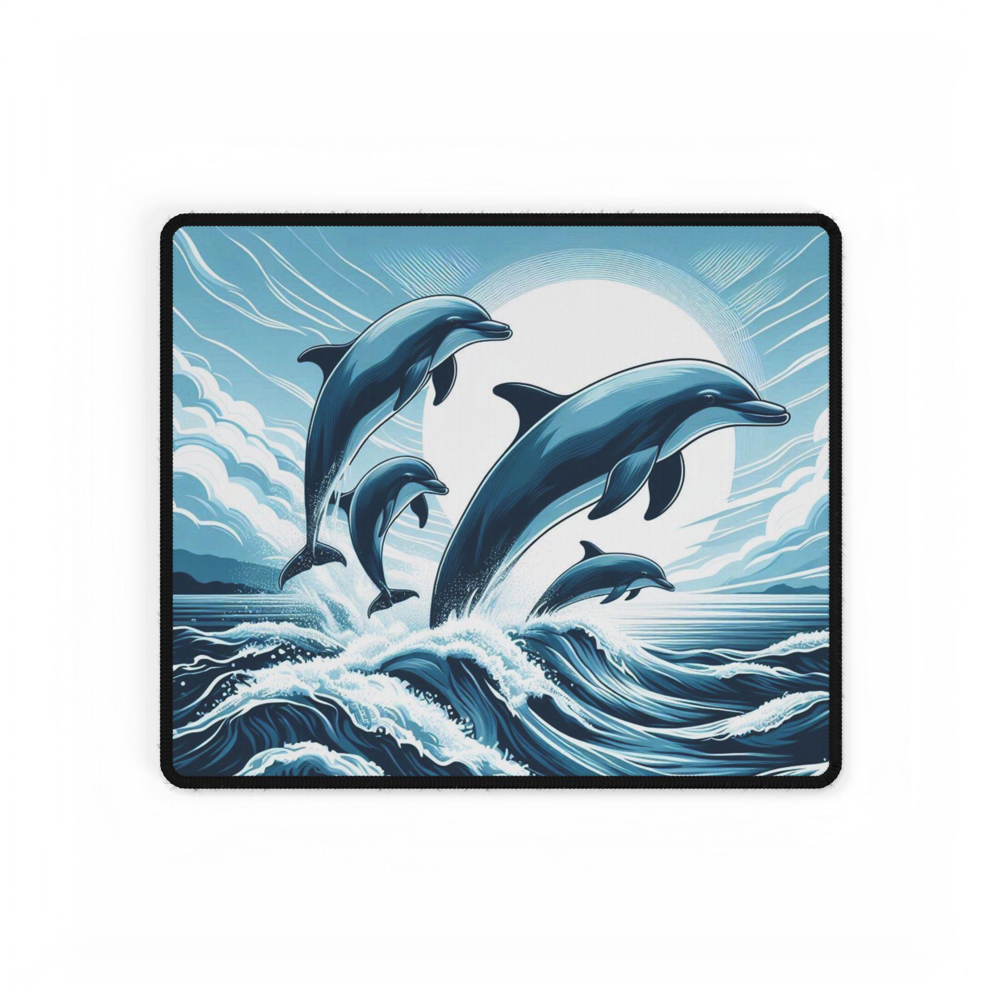 Dolphins Desk Mat, Ocean Theme Desk Mat, Dolphin Illustration Mat ...