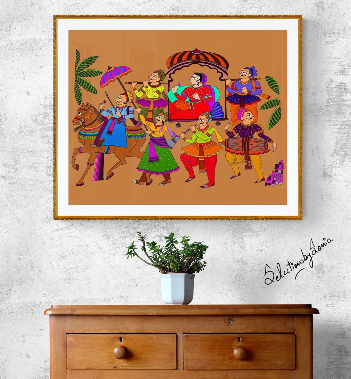 Indian Folk Art Rajasthani Folk Art Indian Wall Decor Folk - Etsy