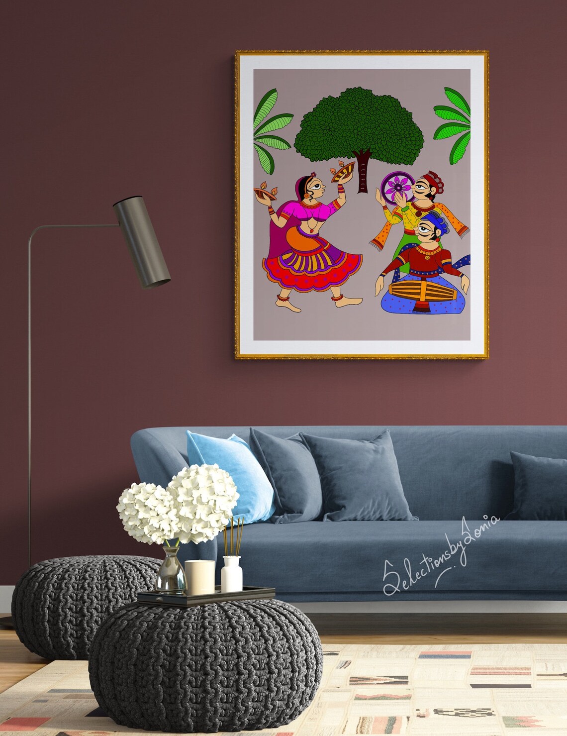 Indian folk art Rajasthani folk art Indian Wall decor Folk | Etsy