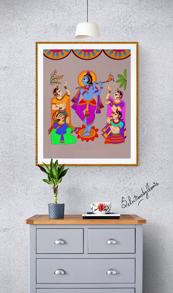 Indian folk art Rajasthani folk art Indian Wall decor Folk | Etsy