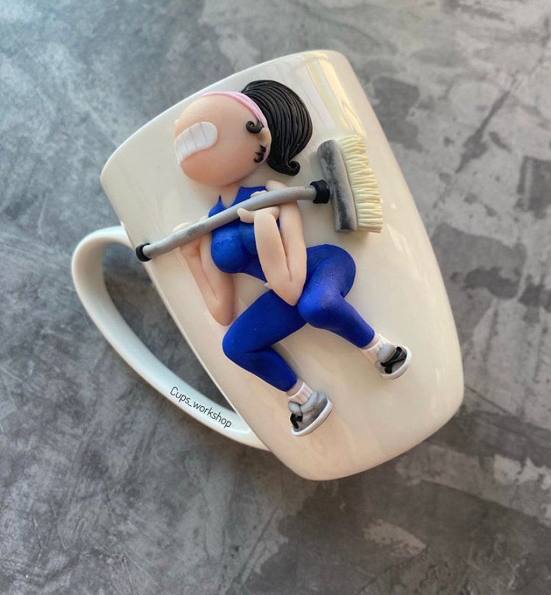 Custom Sport Gift Body Builder Mug With Polymer Clay Decor - Etsy