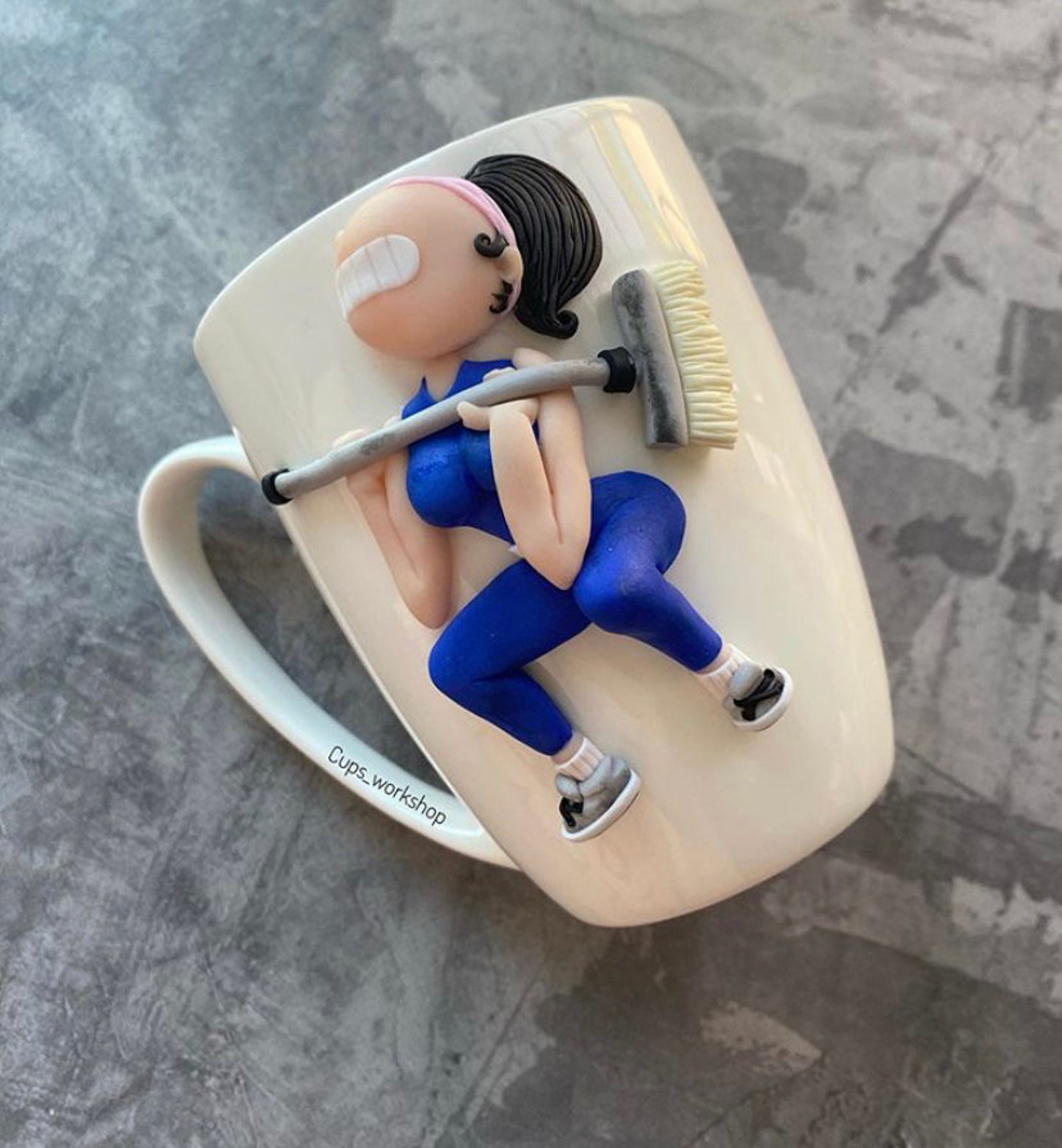 Custom Sport Gift Body Builder Mug With Polymer Clay Decor - Etsy