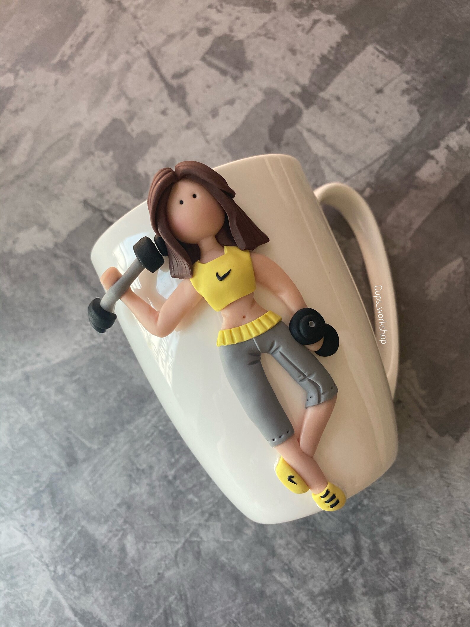 Custom Sport Gift Body Builder Mug With Polymer Clay Decor - Etsy