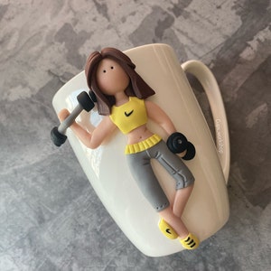 Custom Sport Gift Body Builder Mug With Polymer Clay Decor - Etsy