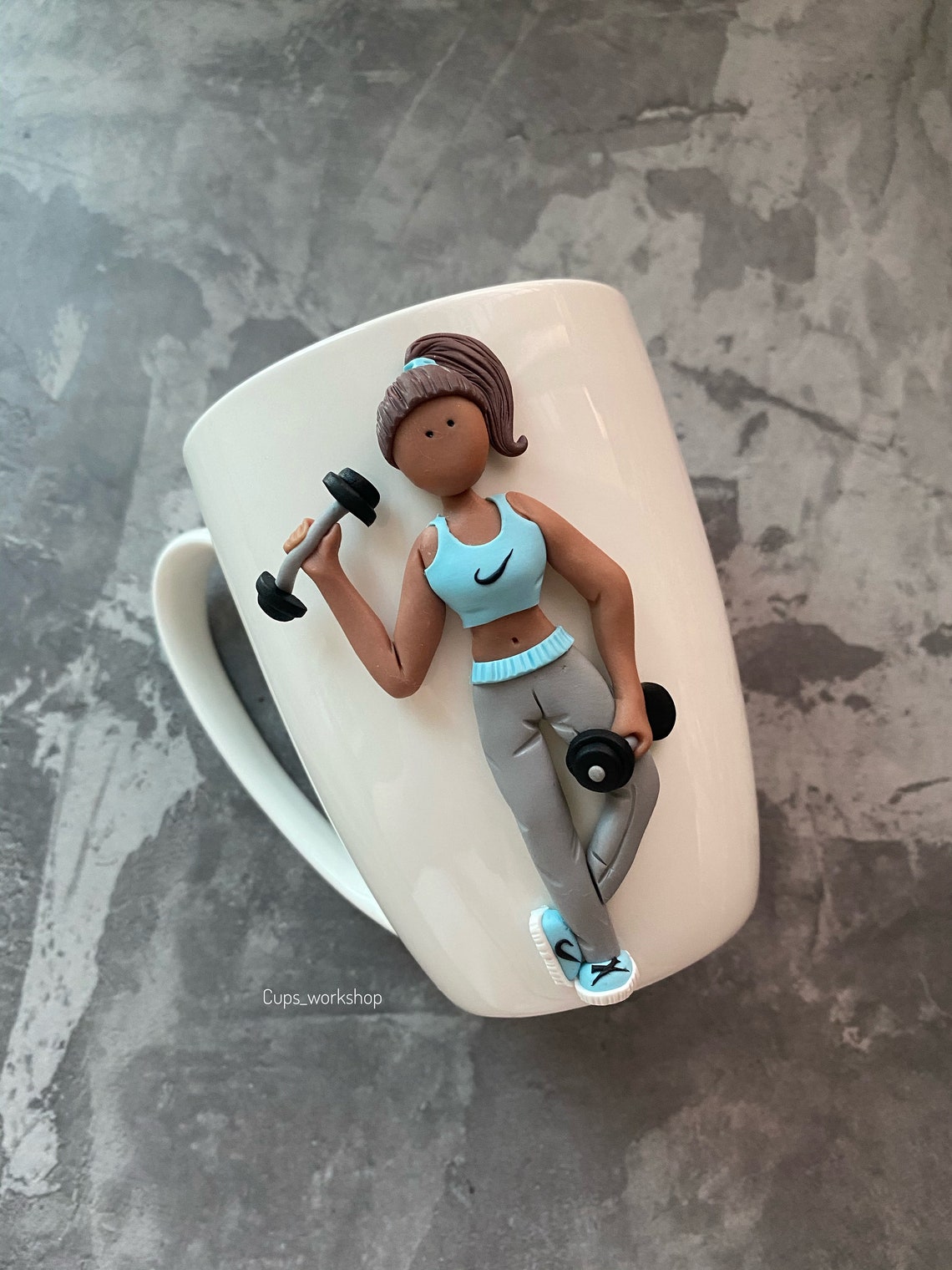 Custom Sport Gift Body Builder Mug With Polymer Clay Decor - Etsy
