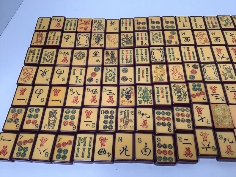 Vintage Mah Jong Set 156 2 Tone TILES Butterscotch 5 Racks - Etsy
