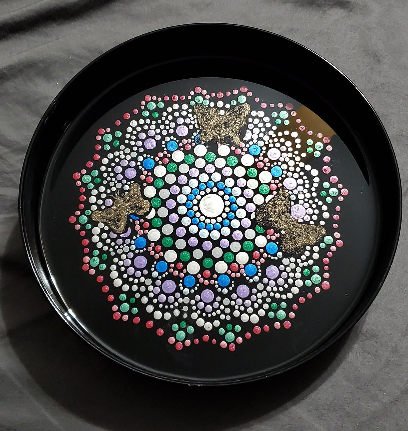 Upcycled Cake Pan Tray Metallic Mandala With Butterflies - Etsy