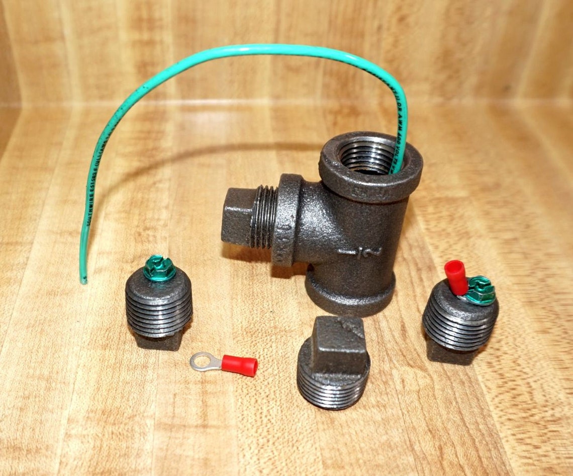 Steampunk Lamp Grounding Fitting (1/2" Black Pipe), Industrial Lamp ...