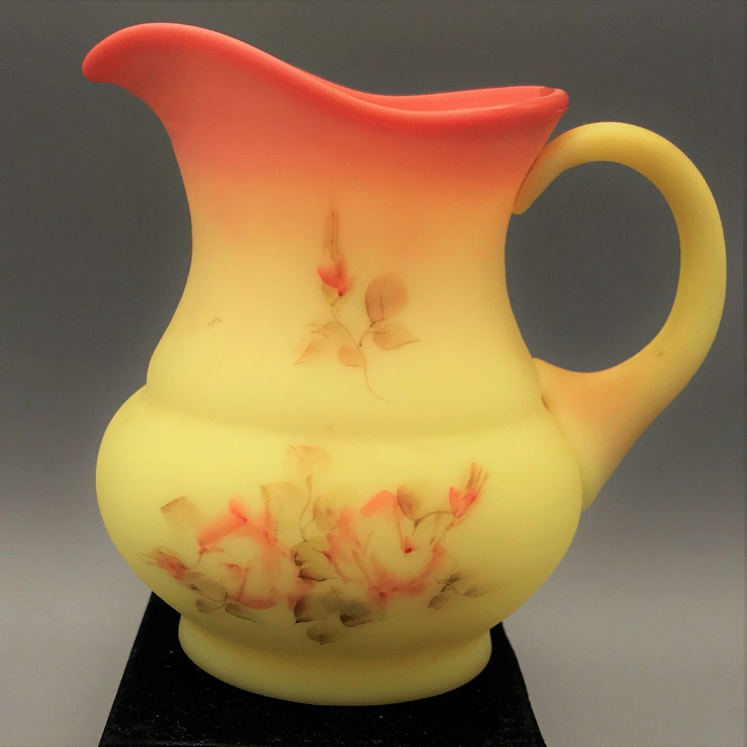 Pretty Fenton Burmese Pitcher With Hand Painted Rose Design. - Etsy