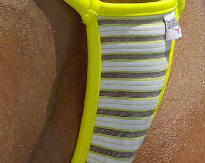 Yellow Stripe Bikini String Tanga Handmade in Germany - Etsy