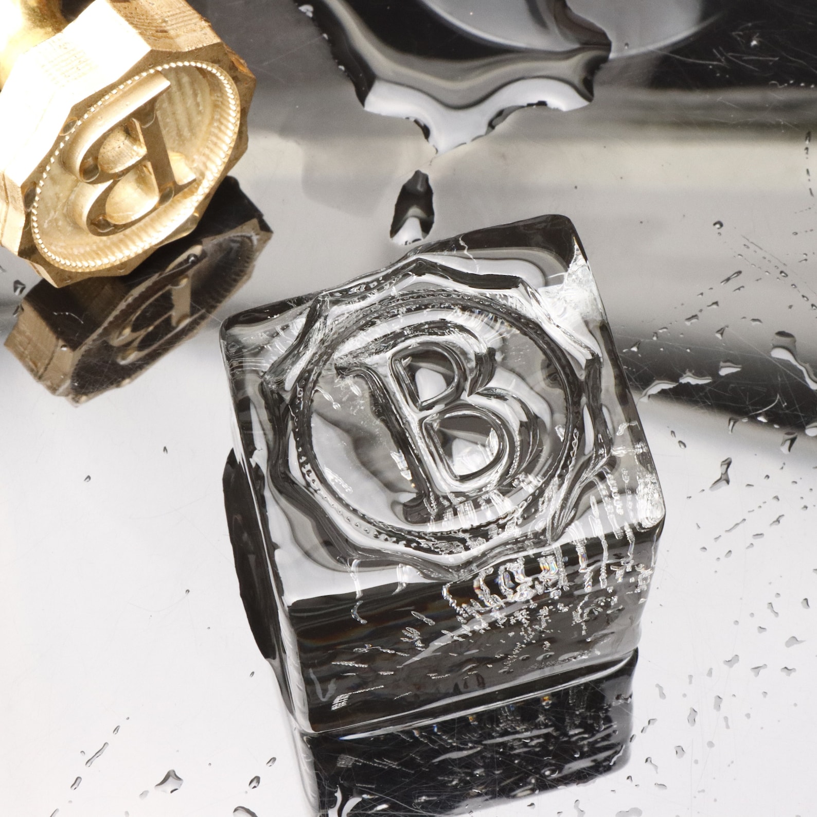 Custom Ice Cube Stamp in Brass Business Logo Ice Cube Stamp - Etsy