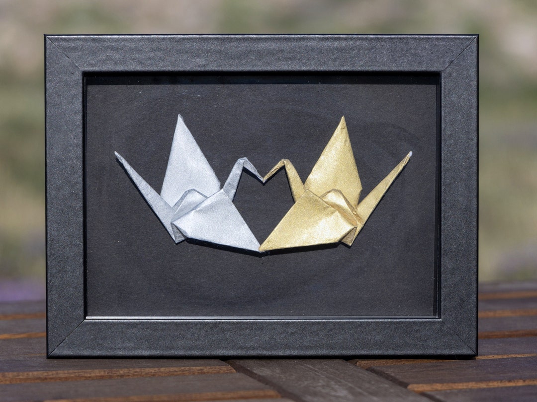 Custom Heartfelt Cranes Shadow Box - Origami Cranes Wall Decor - Paper ...