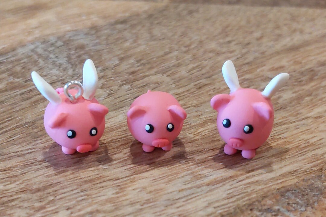 Mini Polymer Clay Flying Pig Cute Pig Charm Kawaii Charm - Etsy