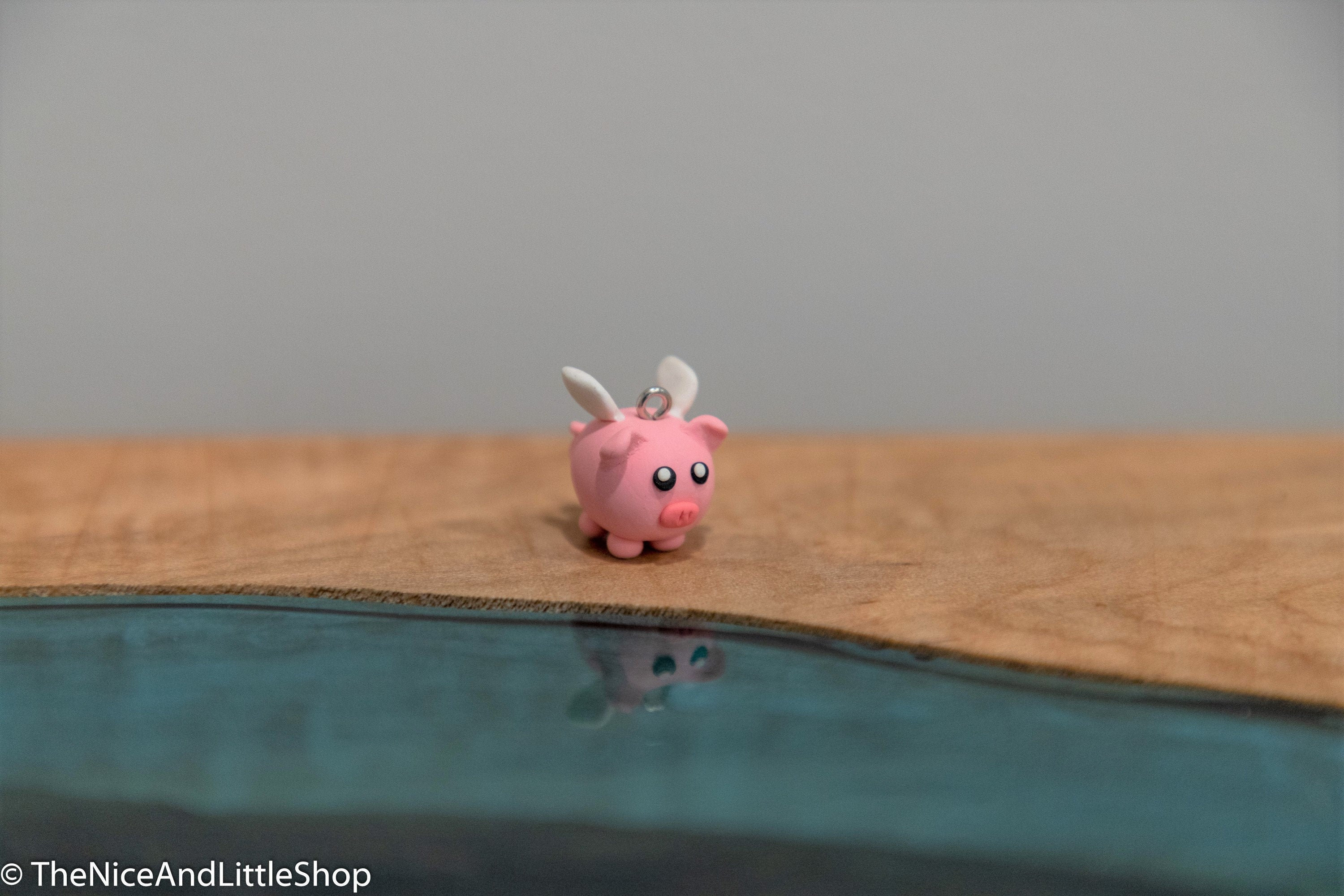 Mini Polymer Clay Flying Pig Cute Pig Charm Kawaii Charm | Etsy