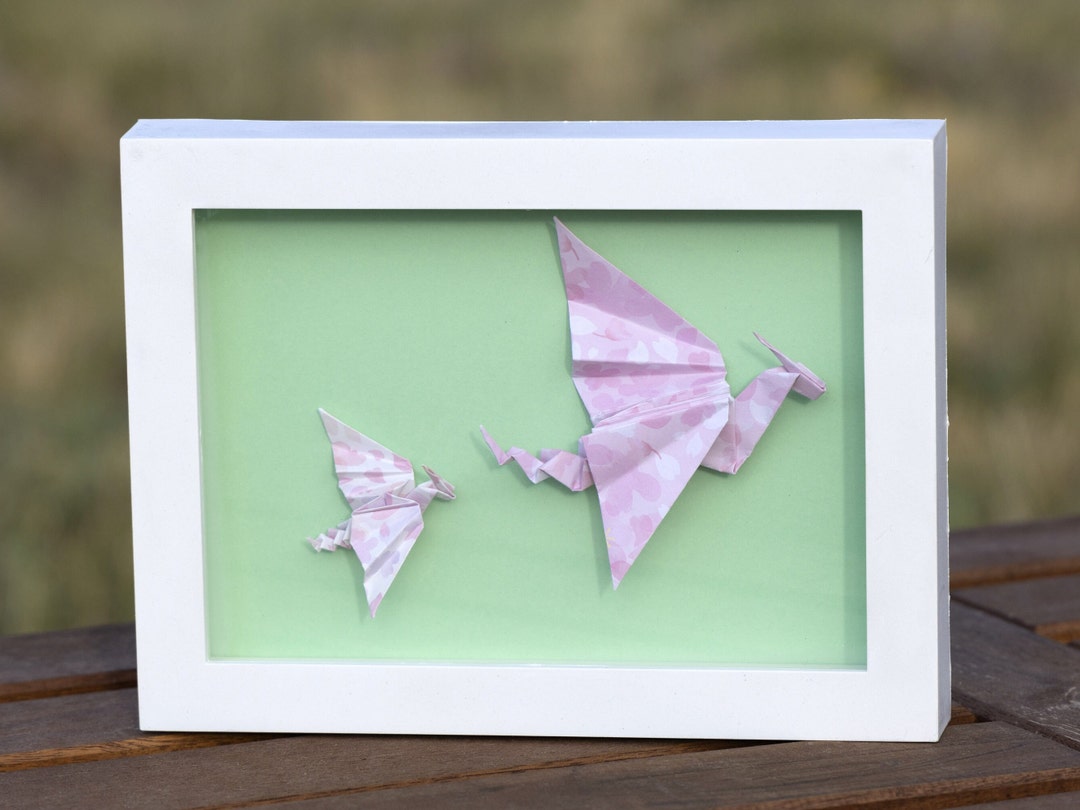 Springtime Dragons Shadow Box - Origami Dragons Wall Decor - Paper ...