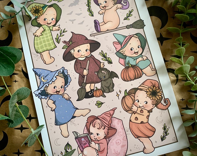 Kewpie 'witches in Training' Art Print - Etsy