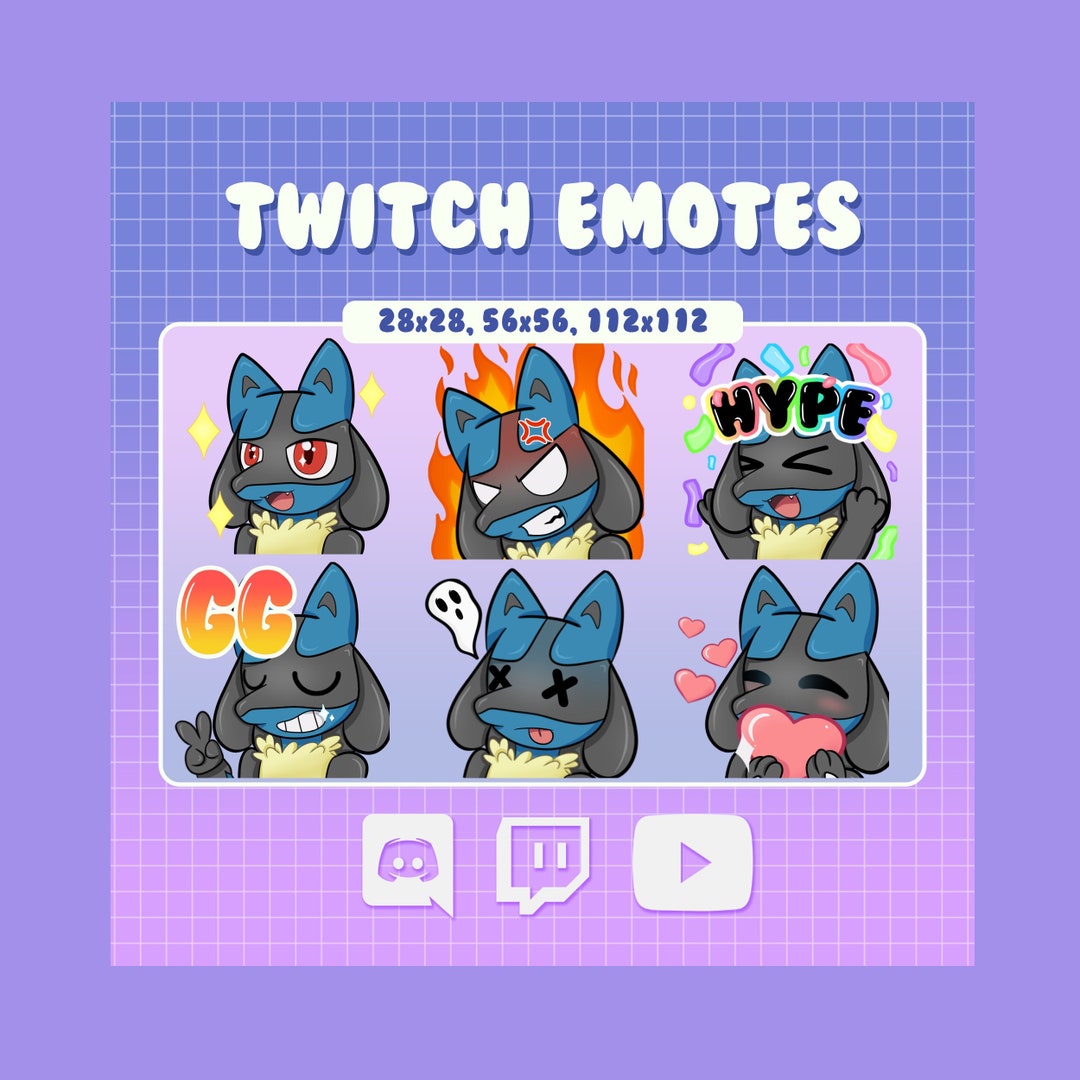 Lucario Pokémon Inspired Twitch/discord/youtube Stream Emotes 6 Pack - Etsy
