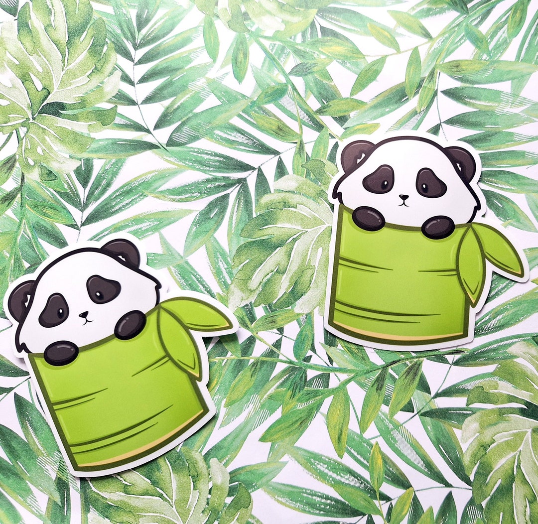 Cute Panda in Bamboo Vinyl Sticker - Etsy