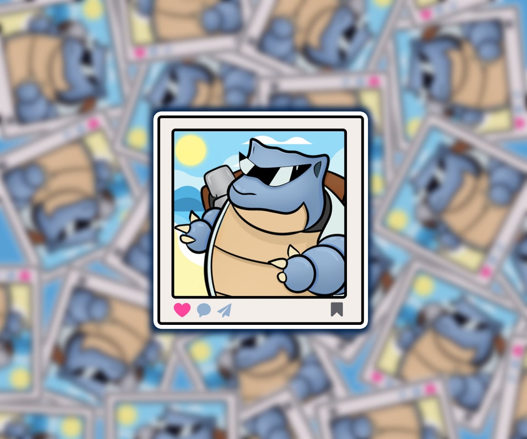 Blastoise With Sunglasses Instagram Selfie Sticker | Pokémon Inspired ...