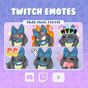 Lucario Pokémon Inspired Twitch/discord/youtube Stream Emotes 6 Pack - Etsy
