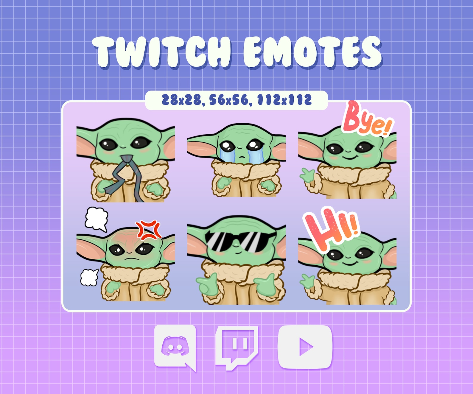 Grogu baby Yoda Twitch/discord/youtube Stream Emotes 6 Pack - Etsy UK