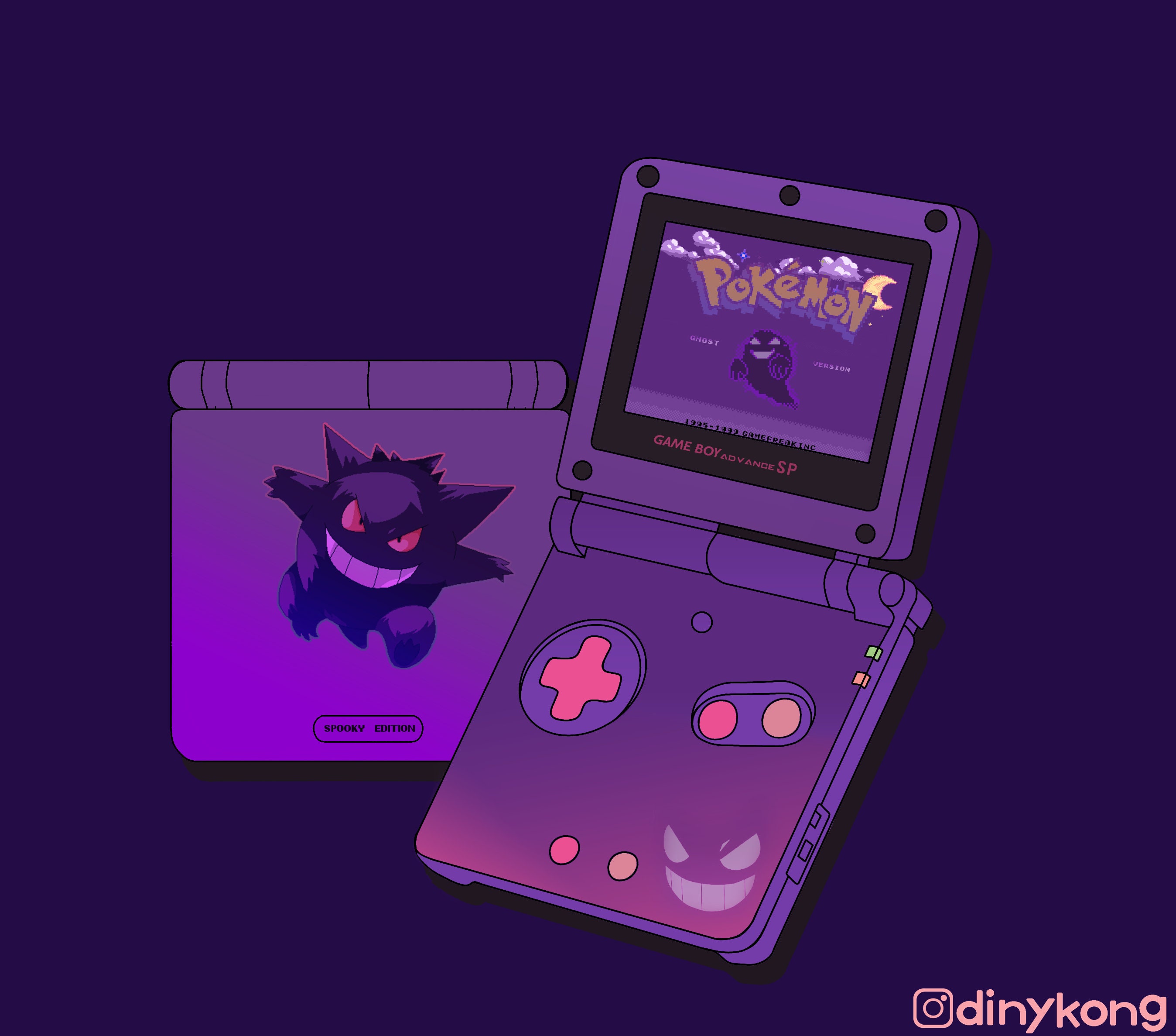 Gengar Gameboy Advance SP Sticker Spooky Edition GBA Concept - Etsy UK