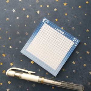 Blue Moon and Stars Grid Notepad / Memopad - Etsy