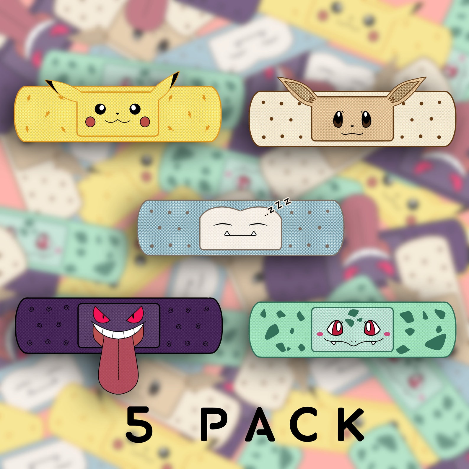 Pokémon Themed Bandaid Stickers 5 Pack Pokémon Inspired - Etsy