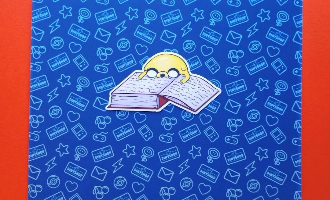 Jake the Dog Reading Sticker | Adventure Time Inspired Sticker - Etsy
