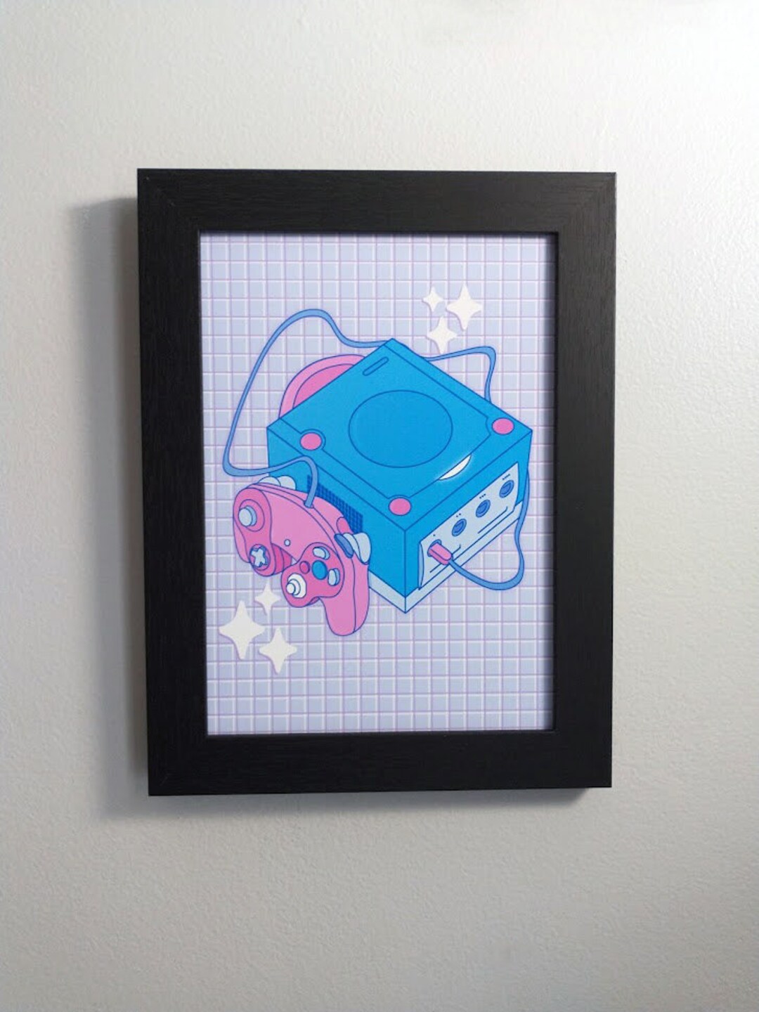 Retro Gamecube Art Print Blue/purple Version - Etsy