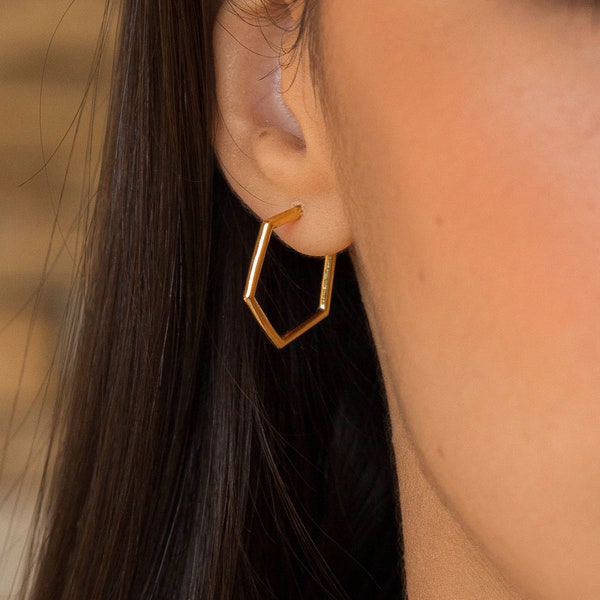 Hexagon Hoop - Etsy