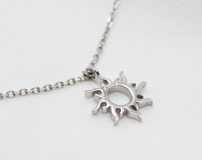 Sterling Silver Sun Necklace Sunburst Necklace Sun Charm | Etsy
