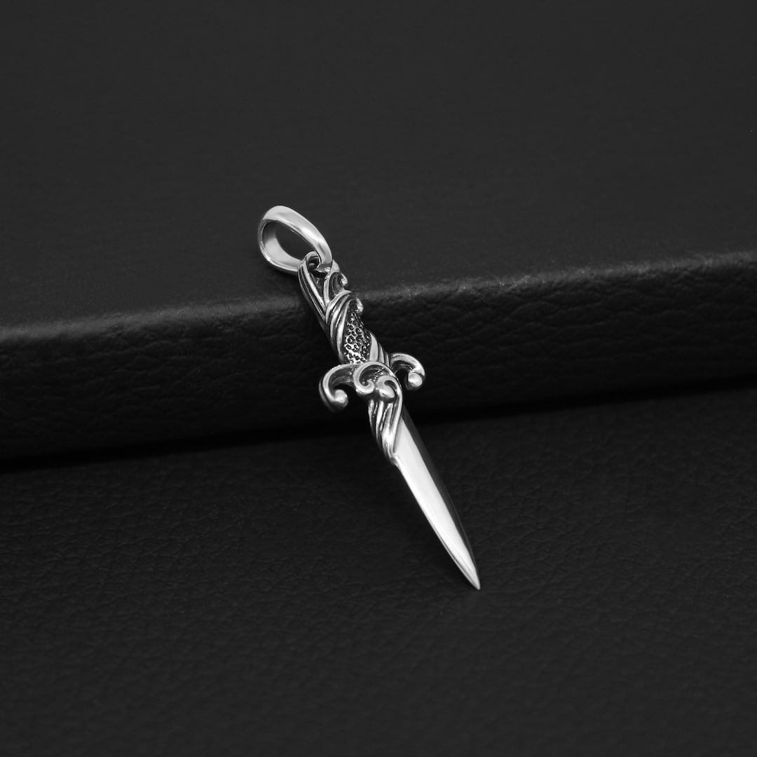 Sterling Silver Knife Necklace, Dagger Pendant , Dagger Necklace, Sword ...