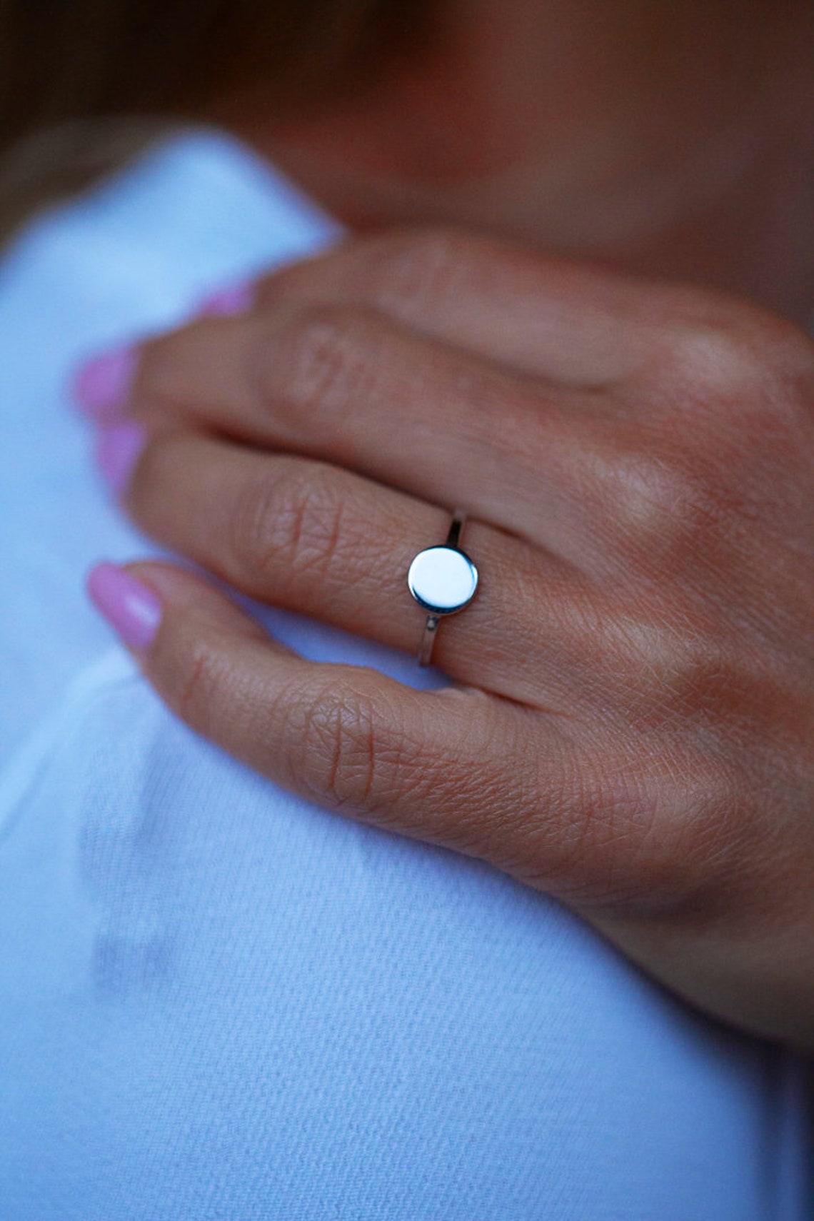 Sterling Silver Disc Ring Statement Ring Minimalist Disc | Etsy